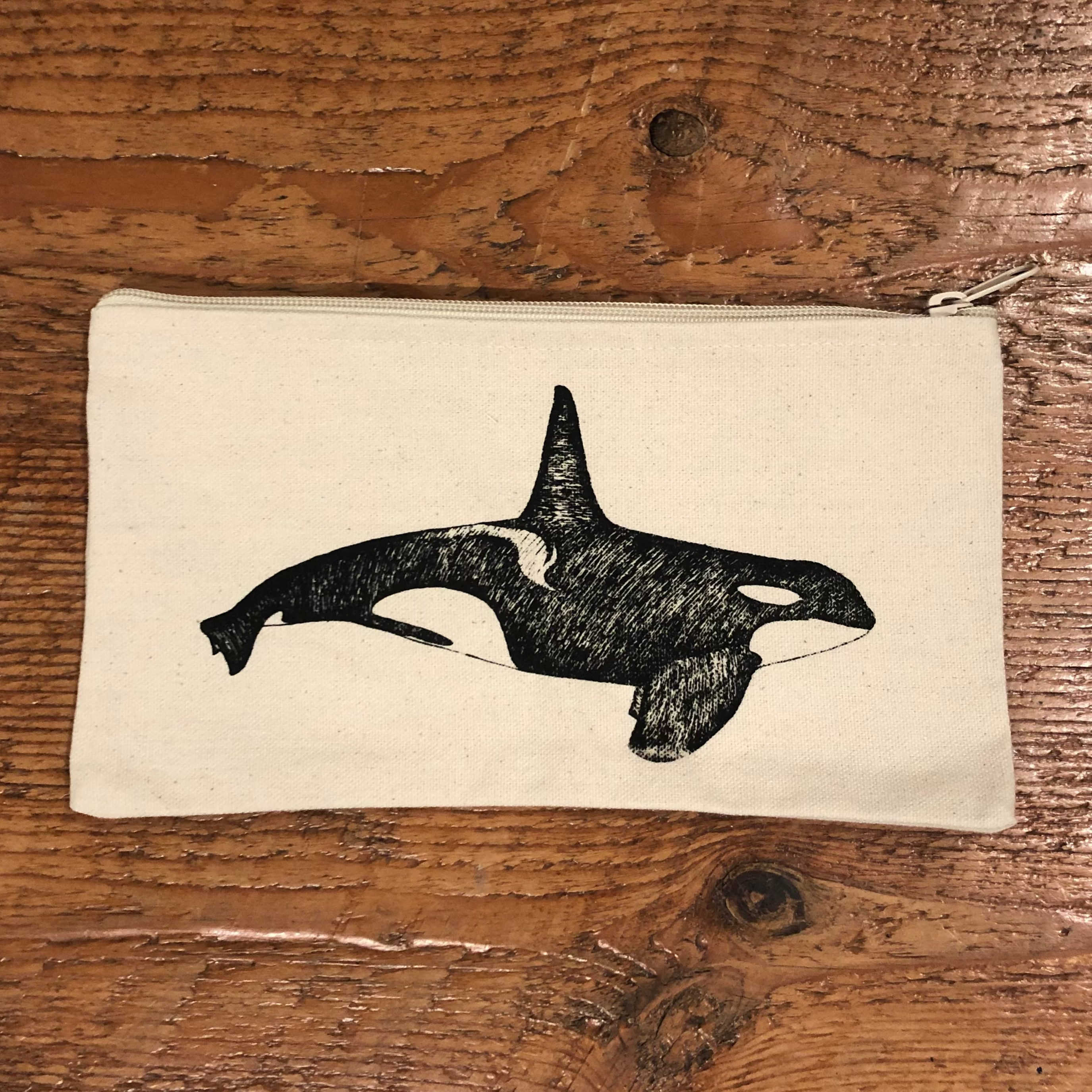 Orca Whale - Zip Pouch (Natural) – Printshop Northwest